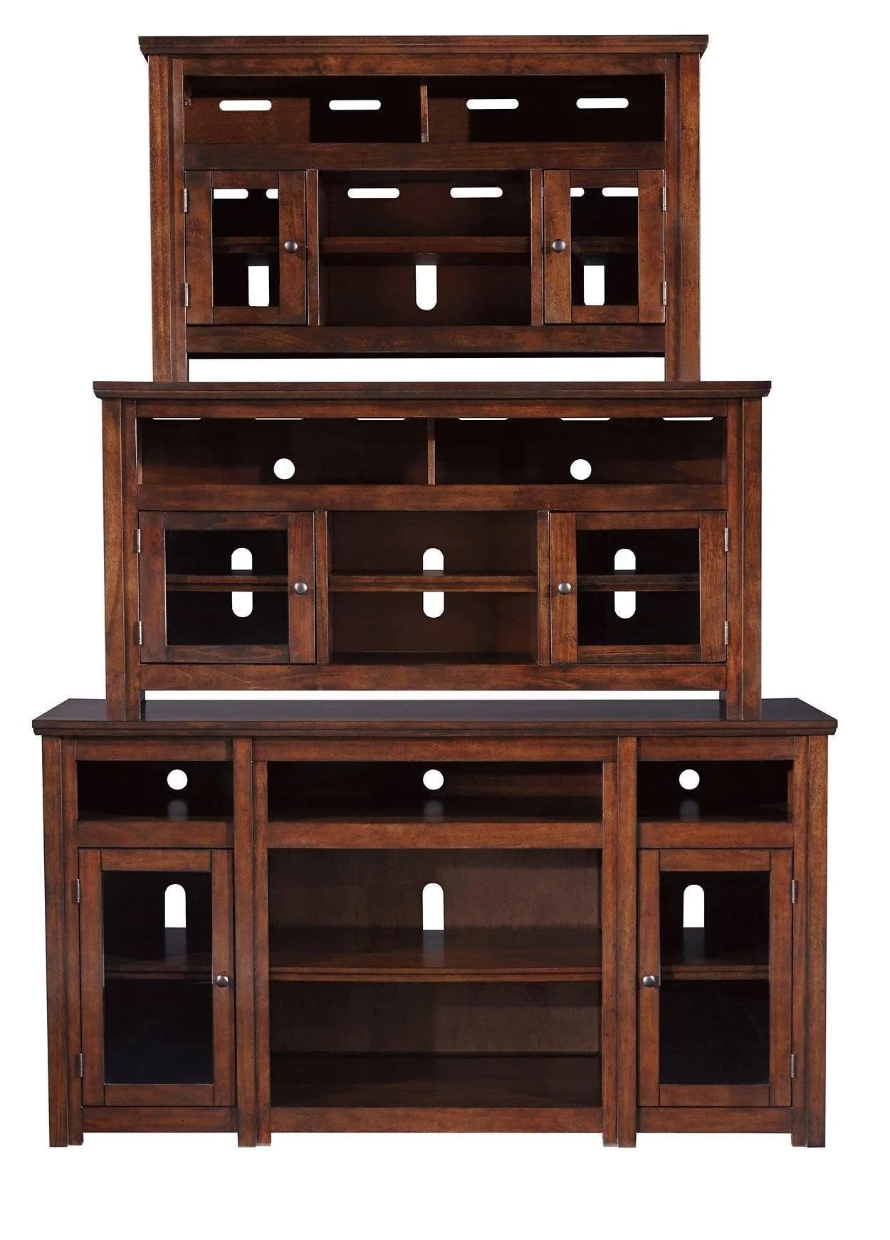 Signature Design by Ashley Harpan Traditional TV Stand Fits TVs up to 58", Adjustable Shelf and 2 Cabinets For Storage, Brown