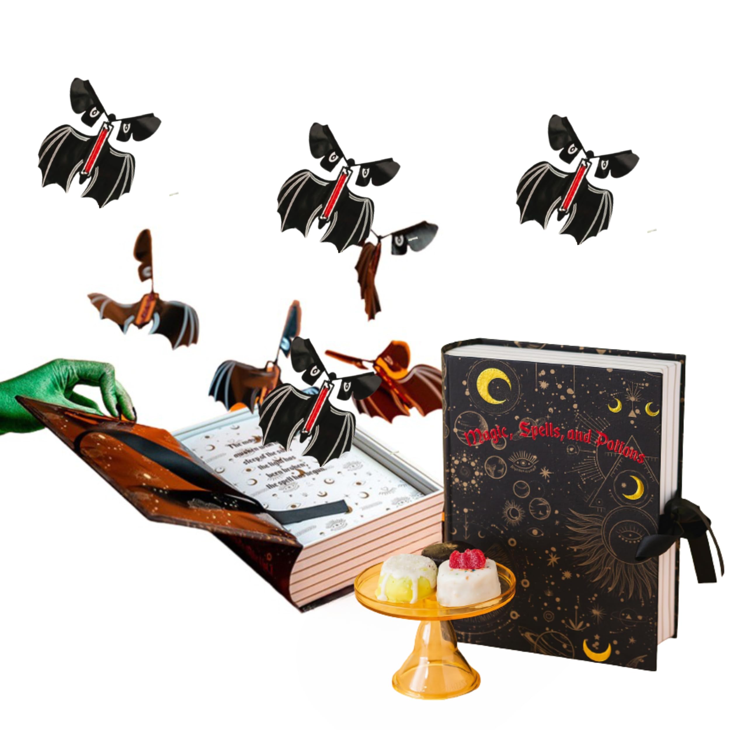 SendaCake Enchanted Spell Book Gift Box - Flying Bat Surprise & Delicious Cakes for Delivery - Gift for All Ages & Ideal for Halloween