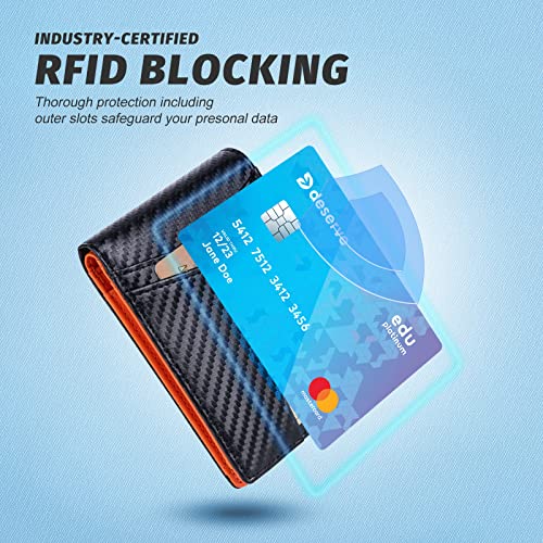 WRTEE Slim Wallet for Men Larger Capacity with 12 Slots RFID Blocking Bifold Credit Men's Wallet with ID Window Gift Box…