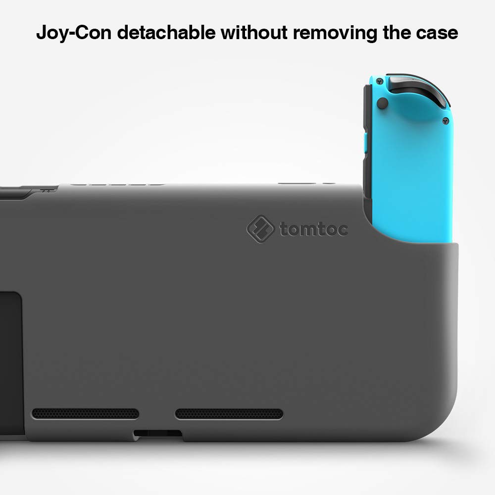 tomtoc Protective Case for Nintendo Switch, Liquid Silicone Case with 2Pcs Screen Protector Support Switch Stand and Joy-Con Detachable, Shock-Absorption and Scratch-Resistant Grip Cover