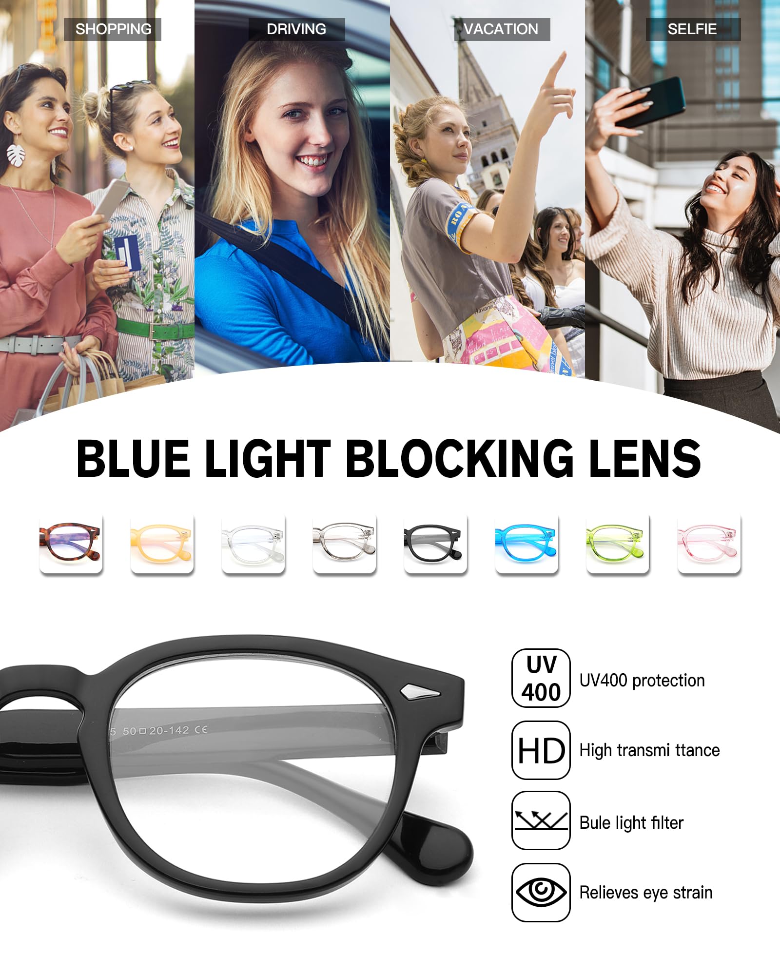 Pro Acme Retro Round Blue Light Glasses for Men Women Fashion UV400 Computer Anti-Blue Glasses Clear Lens 55MM (Translucent White)