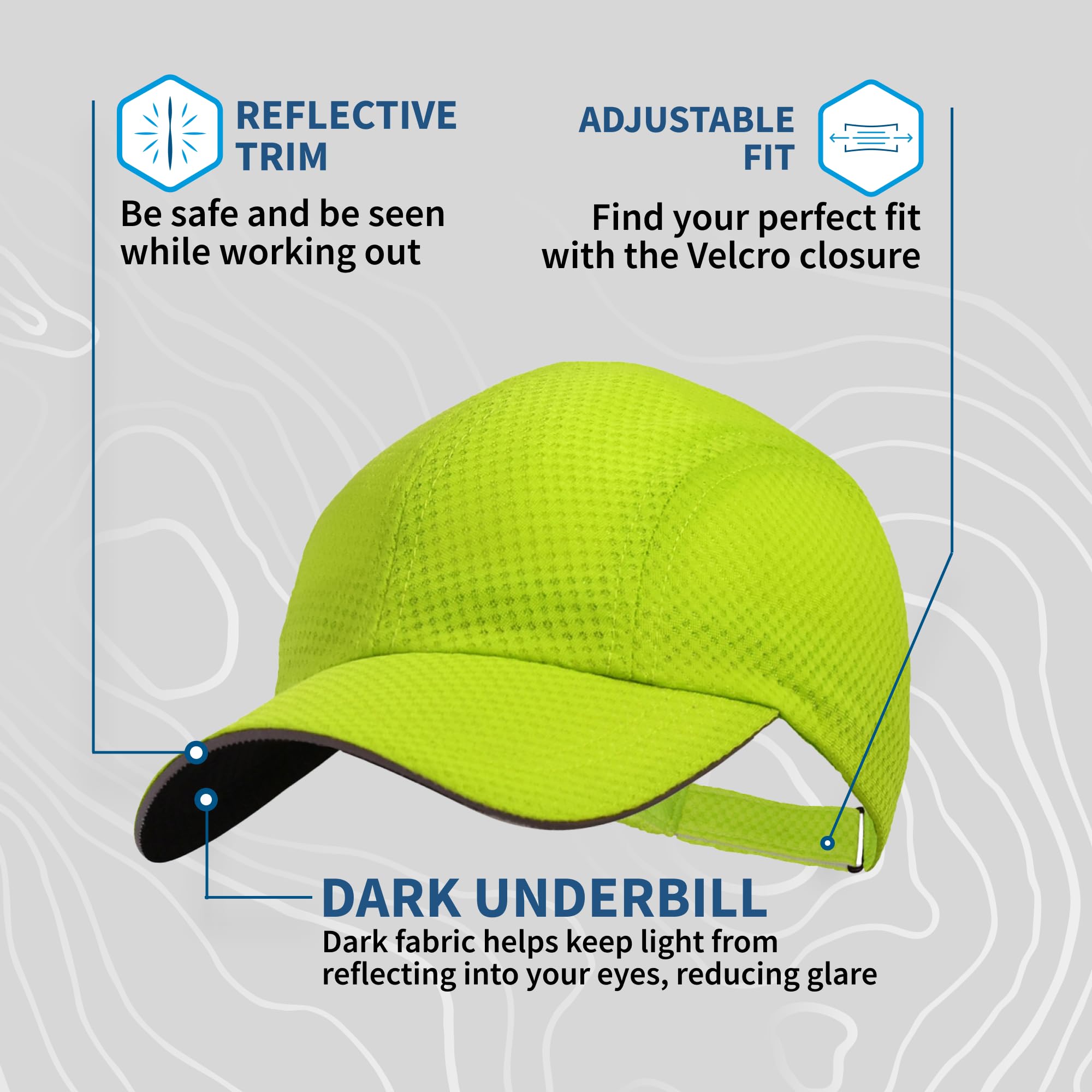 TrailHeads Women's Race Day Performance Running Cap, Lightweight & Quick Drying Mesh Sports Hat with Reflective Trim, Adjustable Fit - Cool Green