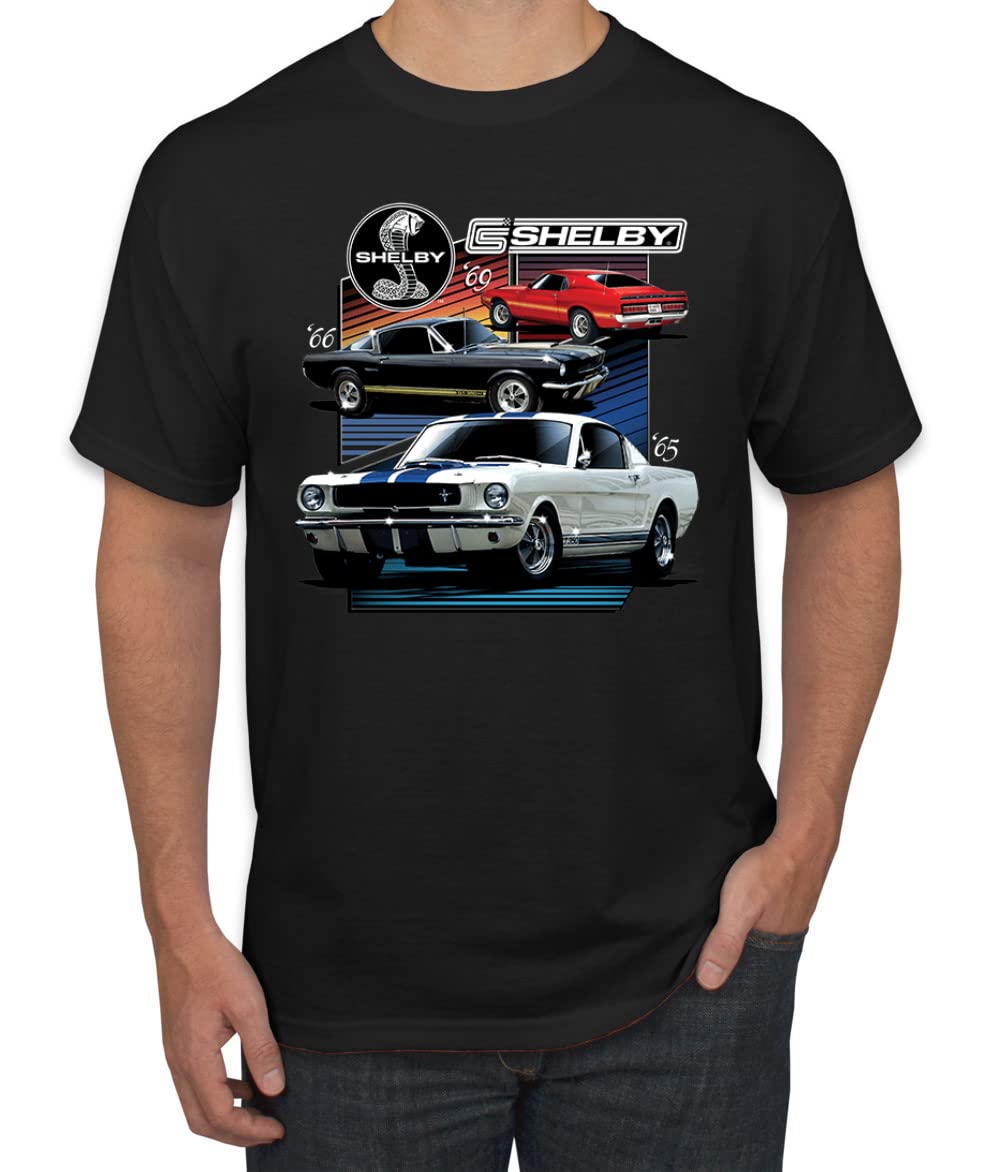 Shelby 65 Powered by Ford Motors Mustang Logo Emblem Cars and Trucks Men's T-Shirt, Black, Medium
