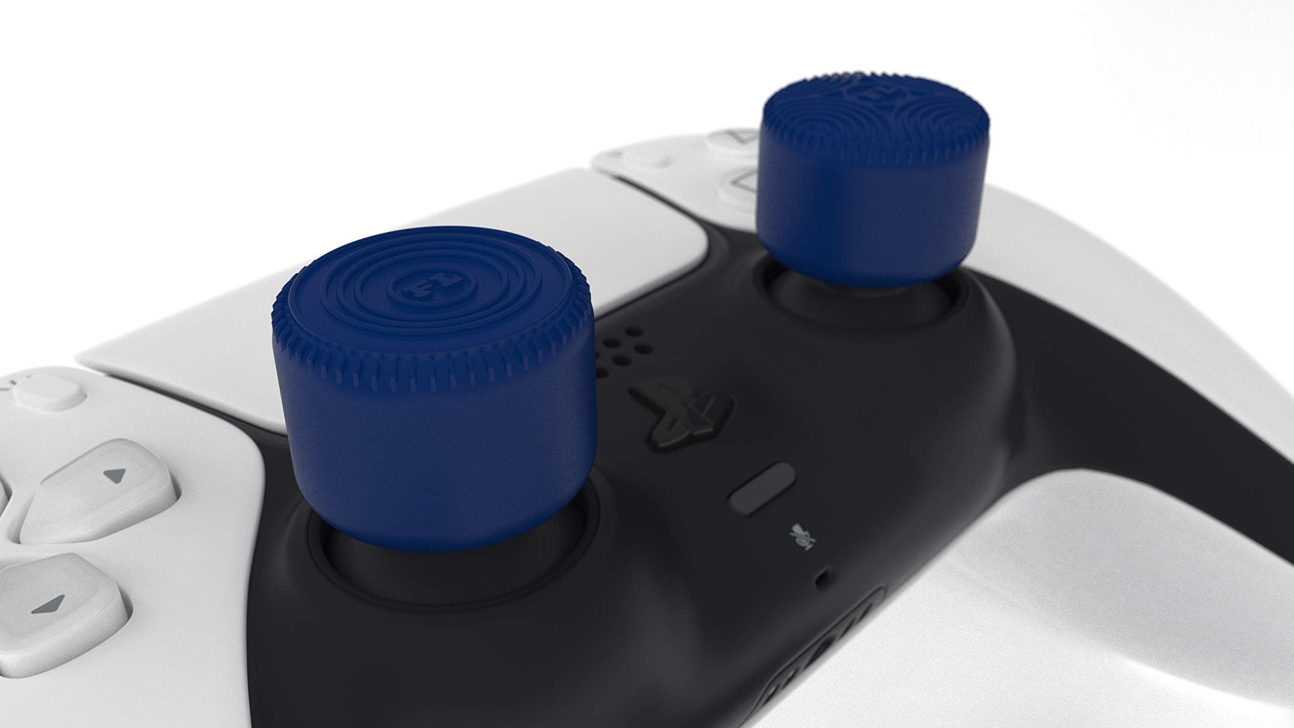 Raised Thumb Grips (8pc) for PlayStation 5 Dualsense by Foamy Lizard – Sweat Free 100% Silicone Precision Antislip Rubber Analog Stick Grips Compatible with PS5, PS4, Stadia & Switch Pro (Blue)