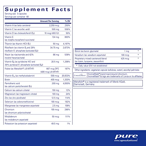 Pure Encapsulations Nutrient 950 without Copper, Iron, & Iodine | Antioxidant Multivitamin and Mineral Supplement to Support Optimal Health and Physiological Functions* | 180 Capsules