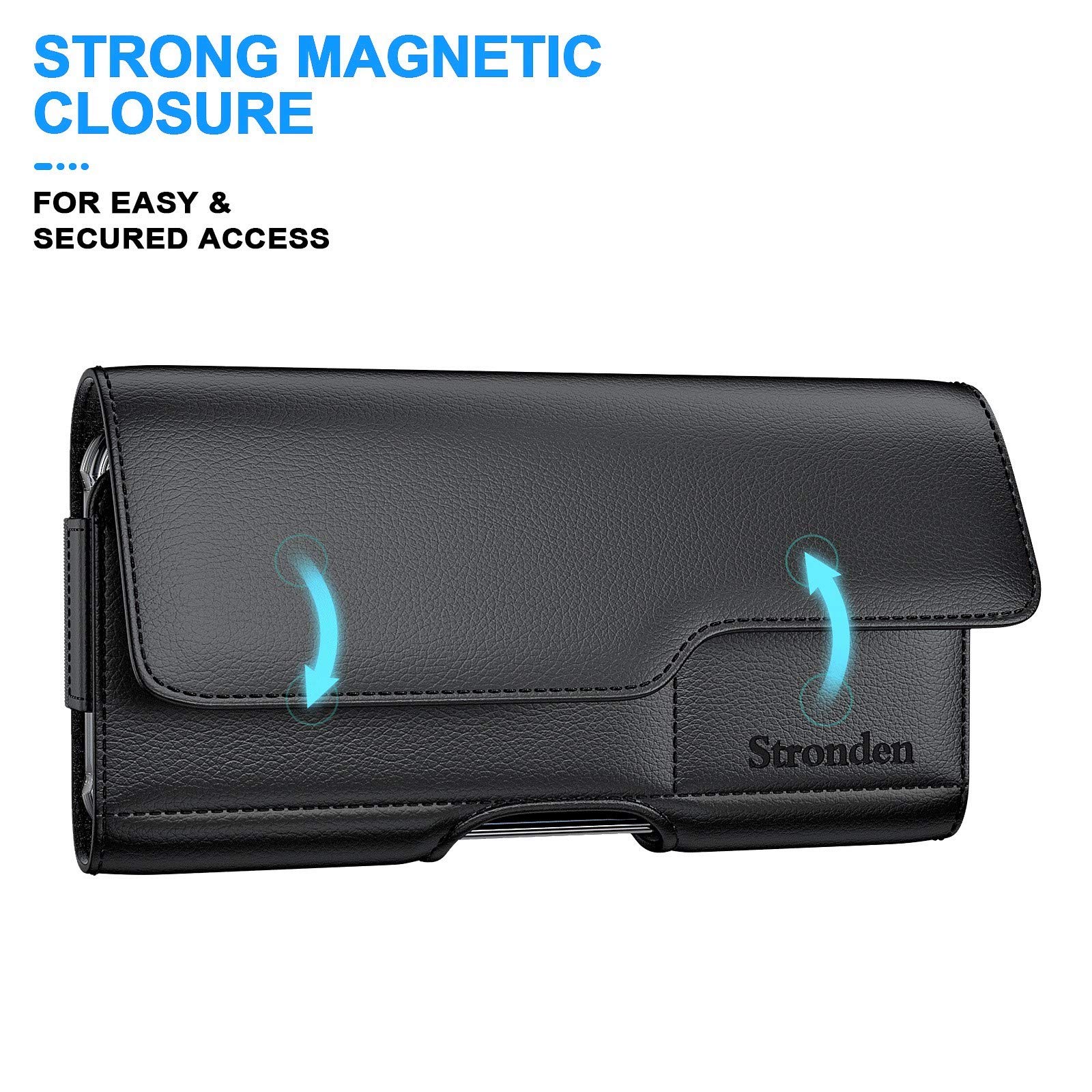 Stronden Holster for iPhone SE (2022, 2020), 8 - Leather Belt Case with Belt Clip [Magnetic Closure] Pouch w/Built in Card Holder (Battery Case/Otterbox Defender or Commuter Case Only)