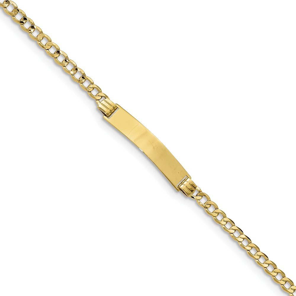 Sonia Jewels 10k Yellow Gold Curb Cuban Link ID Bracelet Engravable Identification Name Bar Tag - with Secure Lobster Lock Clasp 8" (Width = 5mm)