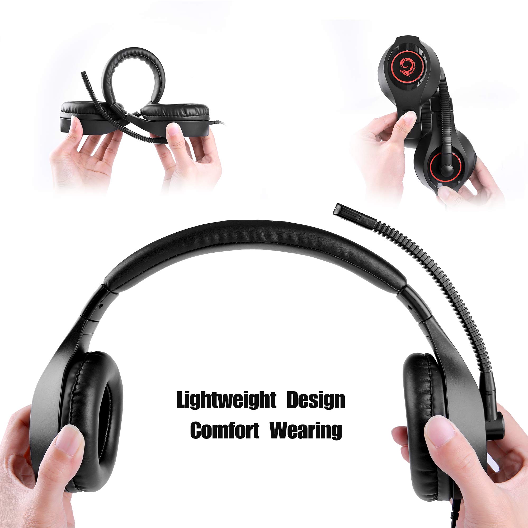 SENICC 2 Pack Gaming Headset with Microphone for PS4 Xbox One, Over Ear 3.5mm PC Headphone with Lightweight Design Noise Cancelling Volume Control for Laptop, Mac, iPad, Tablet