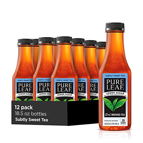 Pure Leaf Iced Tea, Subtly Sweet Tea, Lower Sugar, 18.5 Ounce Bottles (Pack of 12)