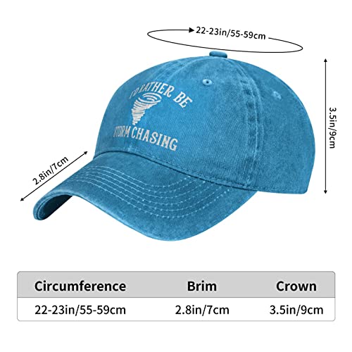 ZDZQART I'd Rather Be Storm Chasing Unisex Cowboy Hat Baseball Caps Adjustable Sports Golf Denim Casquette Cap Blue
