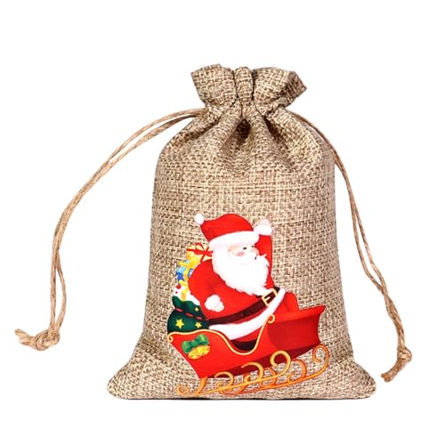 Tainrunse 5Pcs Candy Bag Drawstring Cartoon Print Resistant Azabu Christmas Gift Wrapping Bags for Christmas Xmas Gift Bag