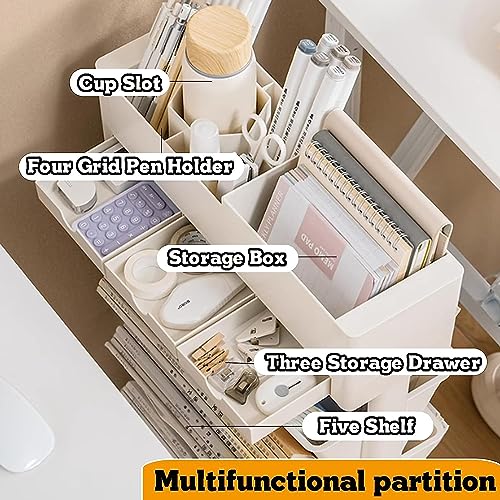 Rolling Cart Organizer, 6 Tier Mobile Bookshelf, 6 Tier Rolling Utility Cart, Multi-Functional Movable Storage Book Shelves with Lockable Casters for Study Office Kitchen Classroom (Color : 2)