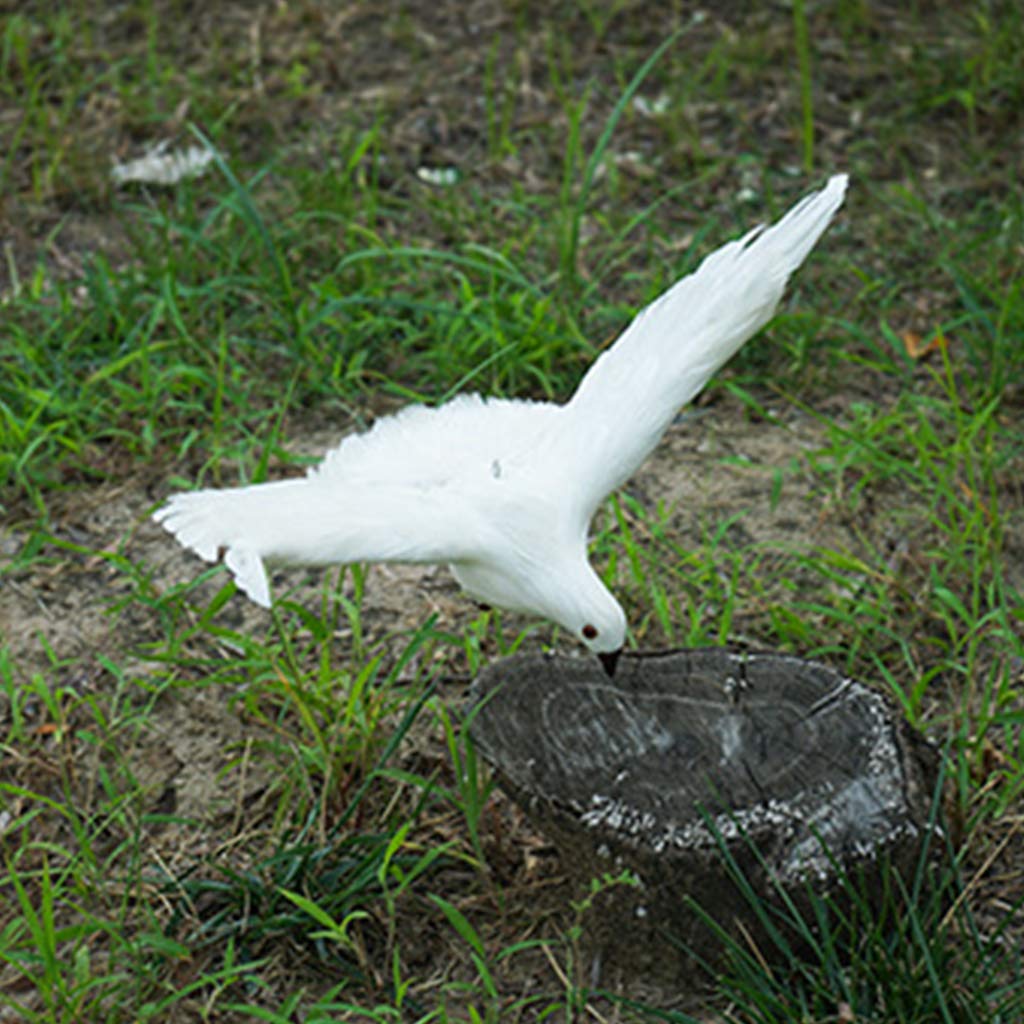 tegongse White Simulation Bird, Artificial Foam Feather Pigeon Ornaments Decorative Fake Doves for Home Garden Wedding Decoration Party