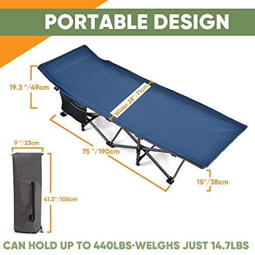 SNNERTY Folding Bed, Blue Camping Bed, Crib, Suitable for Camping Hiking Garden Beach Vacation and Family Rest