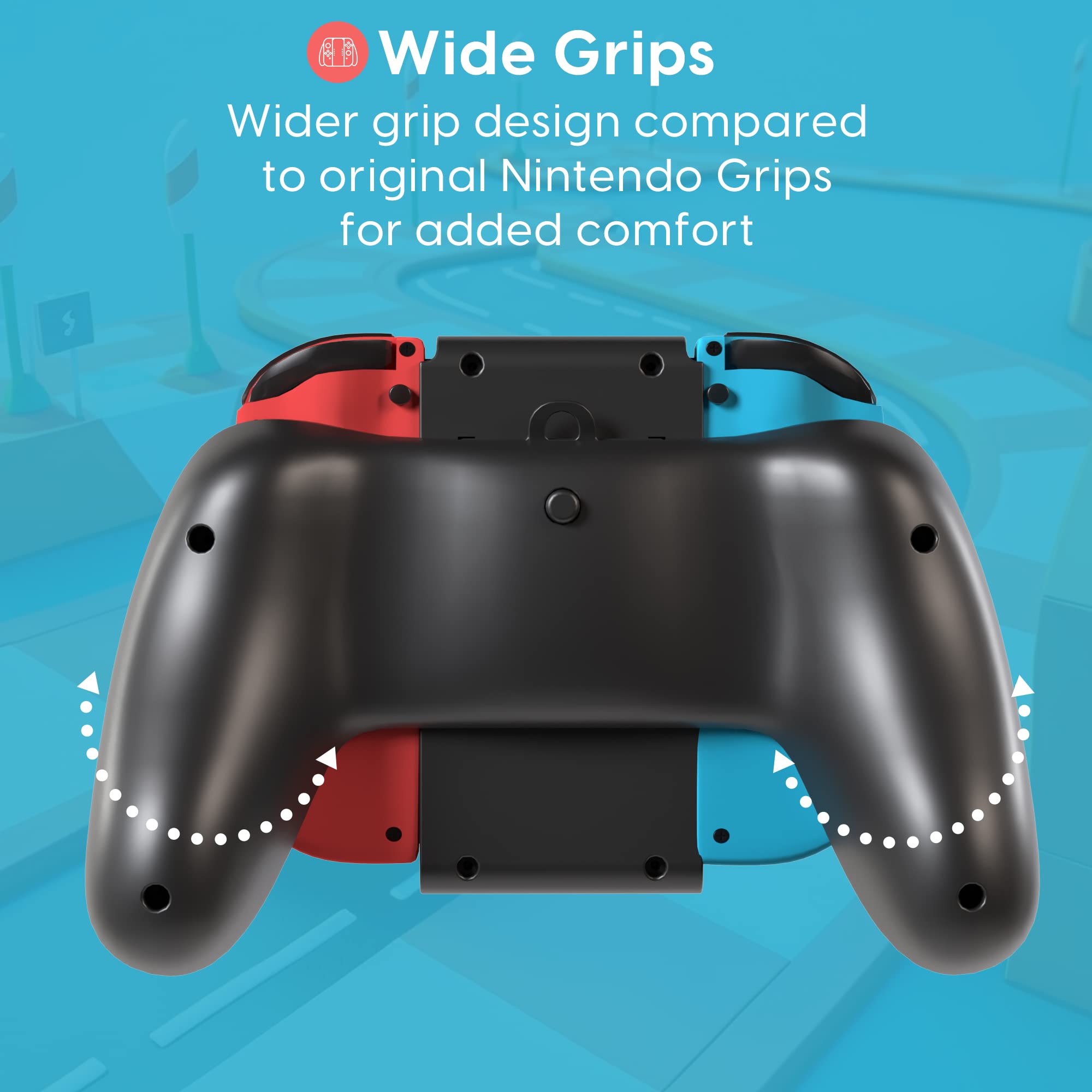 TALK WORKS Joycon Comfort Grip for Nintendo Switch - Joy-Con Controller Game Accessories Handheld Joystick Remote Control Holder Joy Con Kit - Red