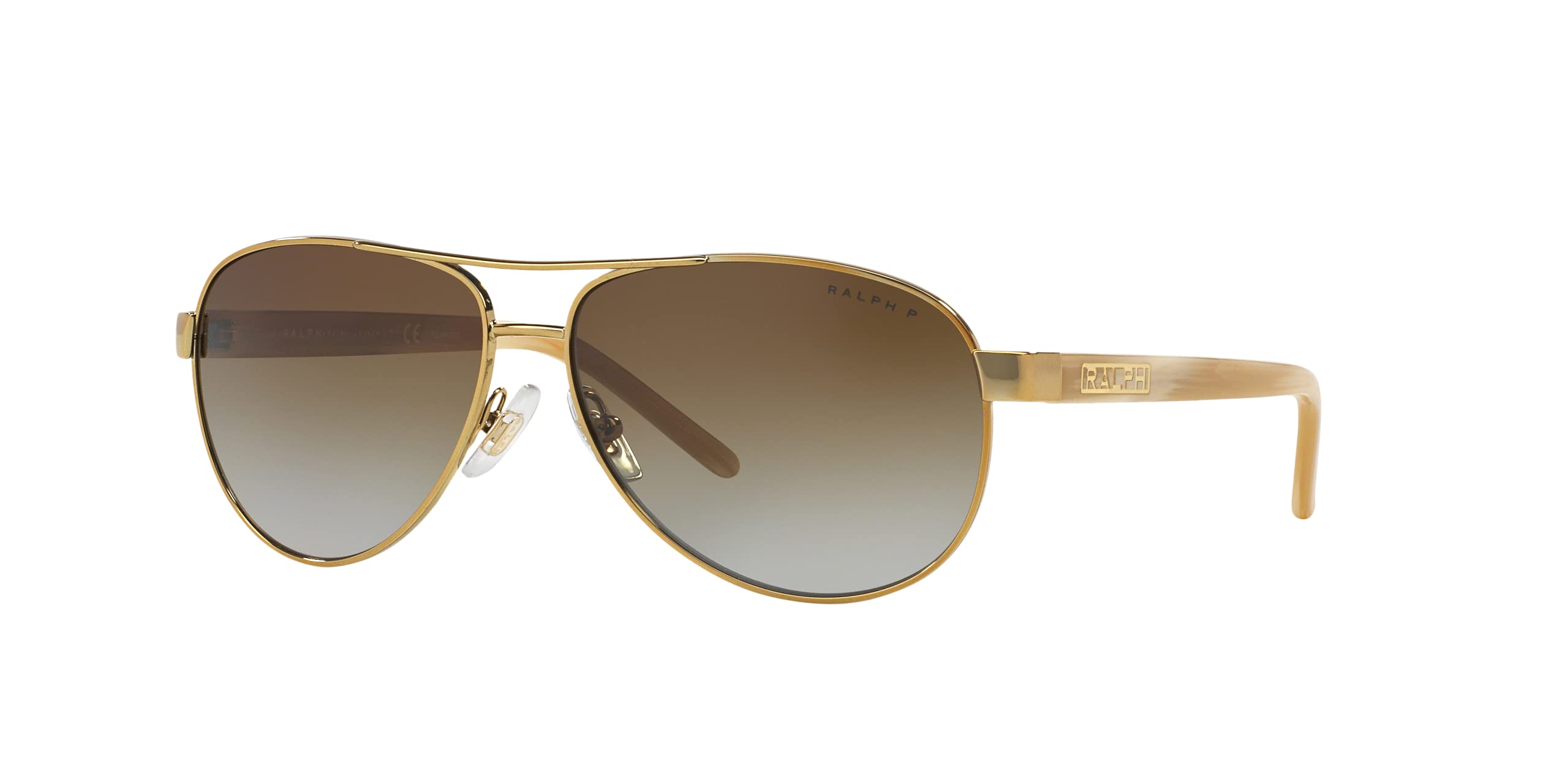 Ralph Woman Sunglasses Shiny Gold Frame, Polar Gradient Brown Lenses, 59MM
