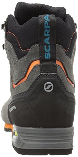 SCARPA Men's Zodiac Plus GTX Waterproof Gore-Tex Boots for Backpacking and Hiking - Shark/Orange - 8.5
