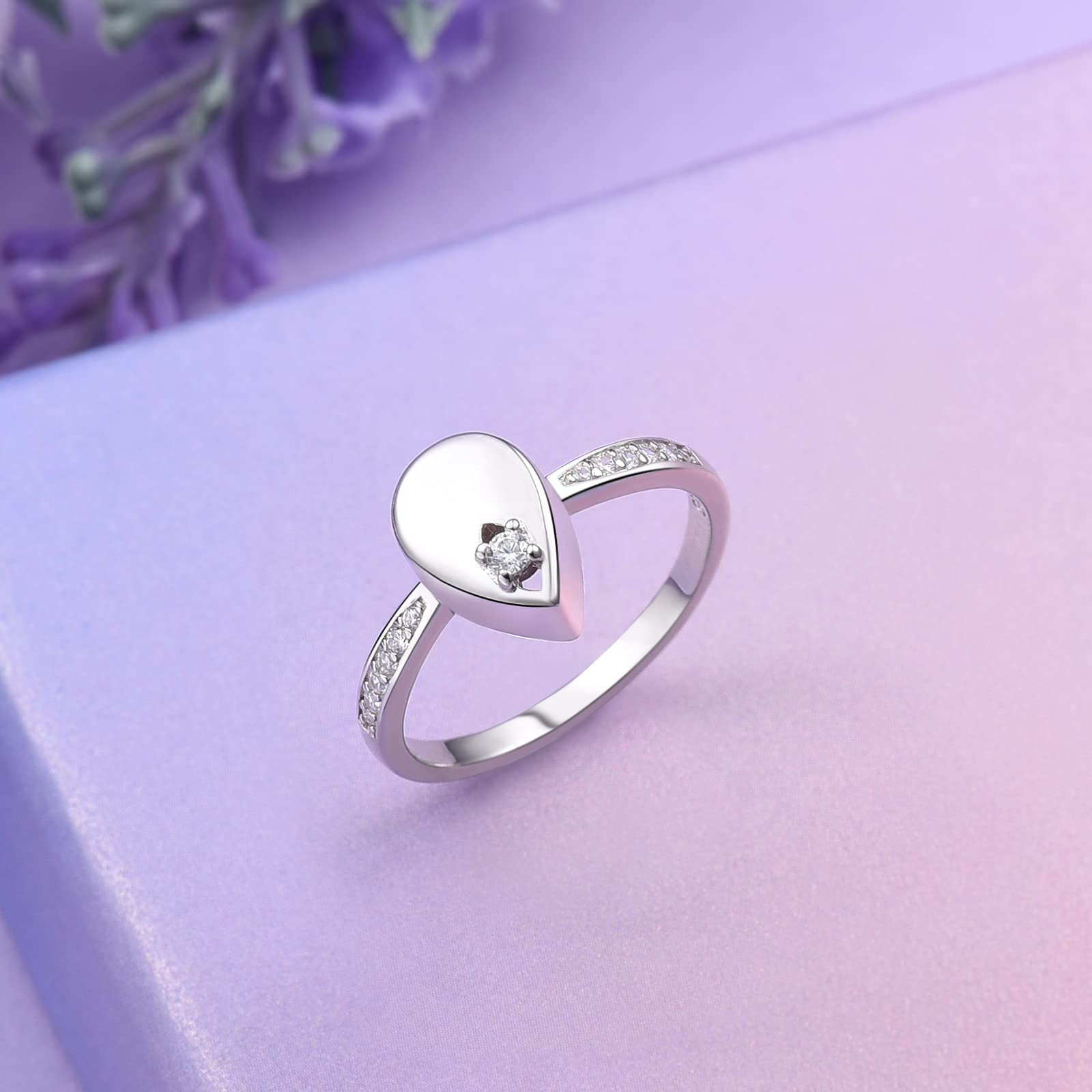 YLT 925 Sterling Silver Cremation Urn Jewelry Ring Human Ashes Teardrop Memorial Keepsake urns Rings Ash for Women