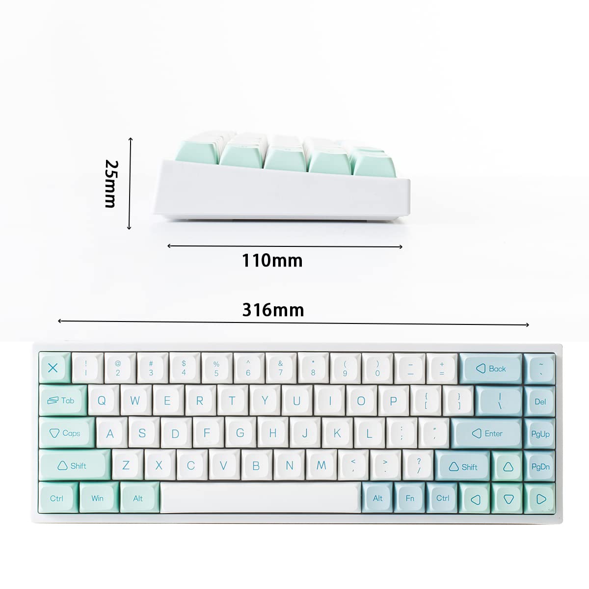 YUNZII KC68 Hot Swappable Mechanical Keyboard 68-Key Gaming Keyboard, RGB Backlit for Mac/Win/Gamers (Gateron Yellow Switch, Mint)