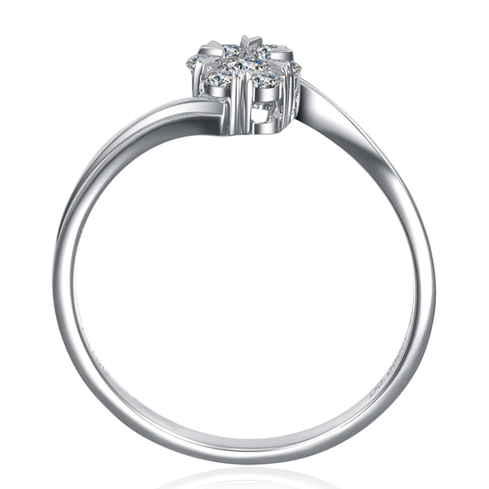 WSX Pure Gold Engagement Ring Women 0.6cttw Round Moissanite Wedding Promise Halo Ring Twisted for Her