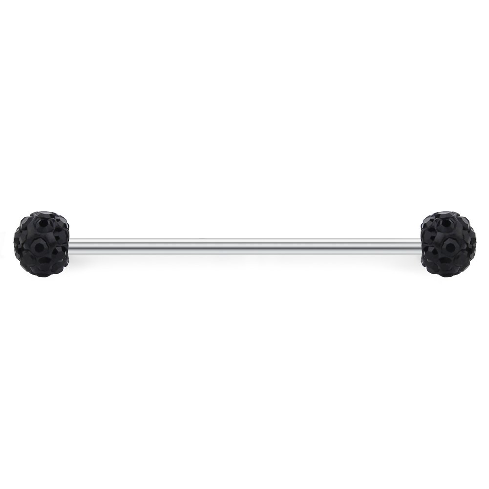 SCERRING 6PCS 16G Gems Industrial Barbell Cartilage Earring Body Piercing Jewelry 1 1/2"(38mm)