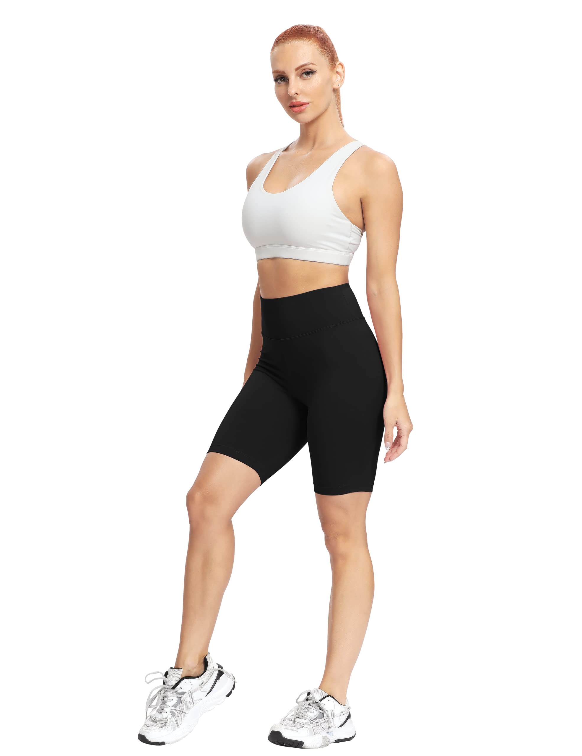 VALANDY Women's High Waist Yoga Shorts Tummy Control Non See -Through Workout Pants 3 Pack