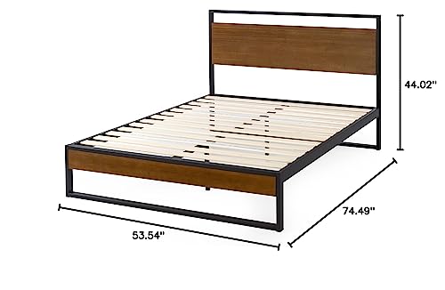 ZINUS Suzanne 44 Inch Bamboo and Metal Platform Bed Frame / Solid Steel Construction / No Box Spring Needed / Wood Slat Support / Easy Assembly, Chestnut Brown, Full