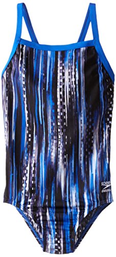 Speedo Girl's Swimsuit One Piece Endurance+ Flyback Striped Youth Team Colors - Manufacturer Discontinued