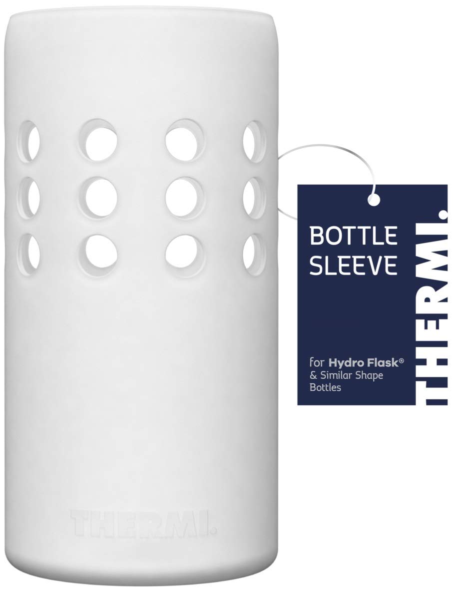 Thermi Protective Silicone Sleeve for Hydro Flask Water Bottles (18oz, 21oz, 32oz, 40oz, 64oz) (Translucent White, 64oz)