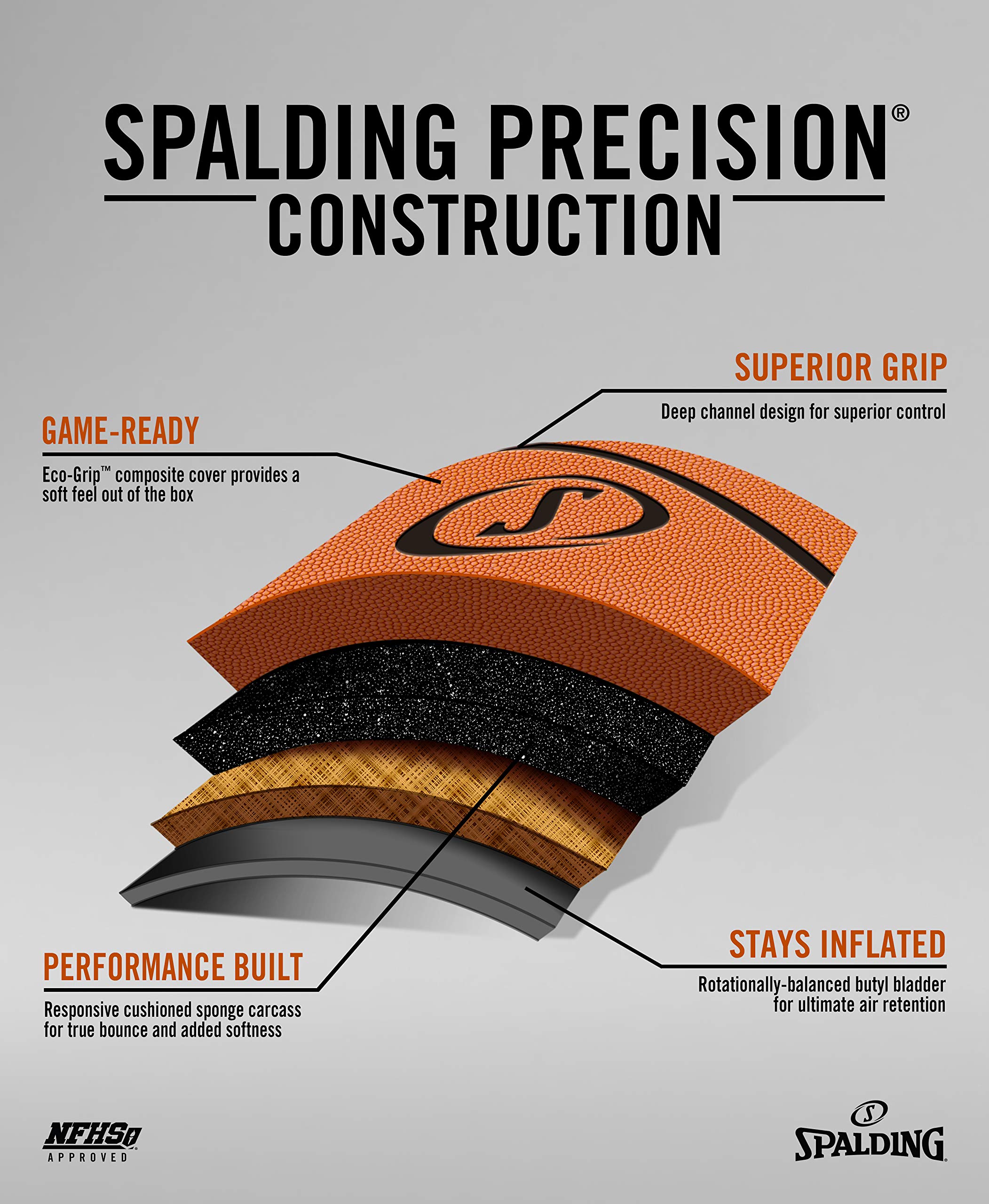 Spalding Precision TF-1000 Indoor Game Basketball - 28.5"