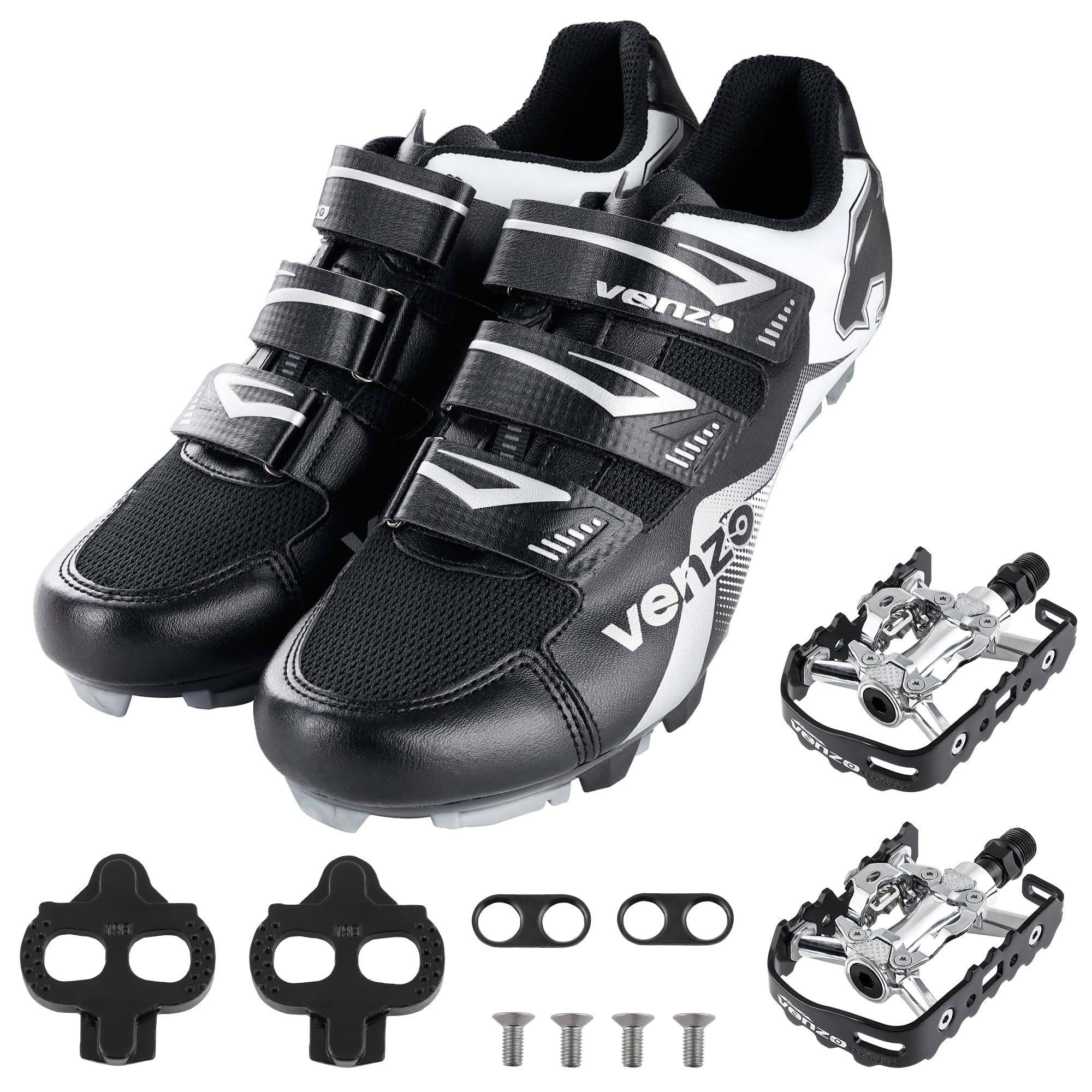 Venzo Men's Mountain Bike Bicycle Cycling Shoes with Multi-Function Clip-Less Pedal & Cleat - Compatible with Shimano SPD & Crankbrother Systems - 12 US Men