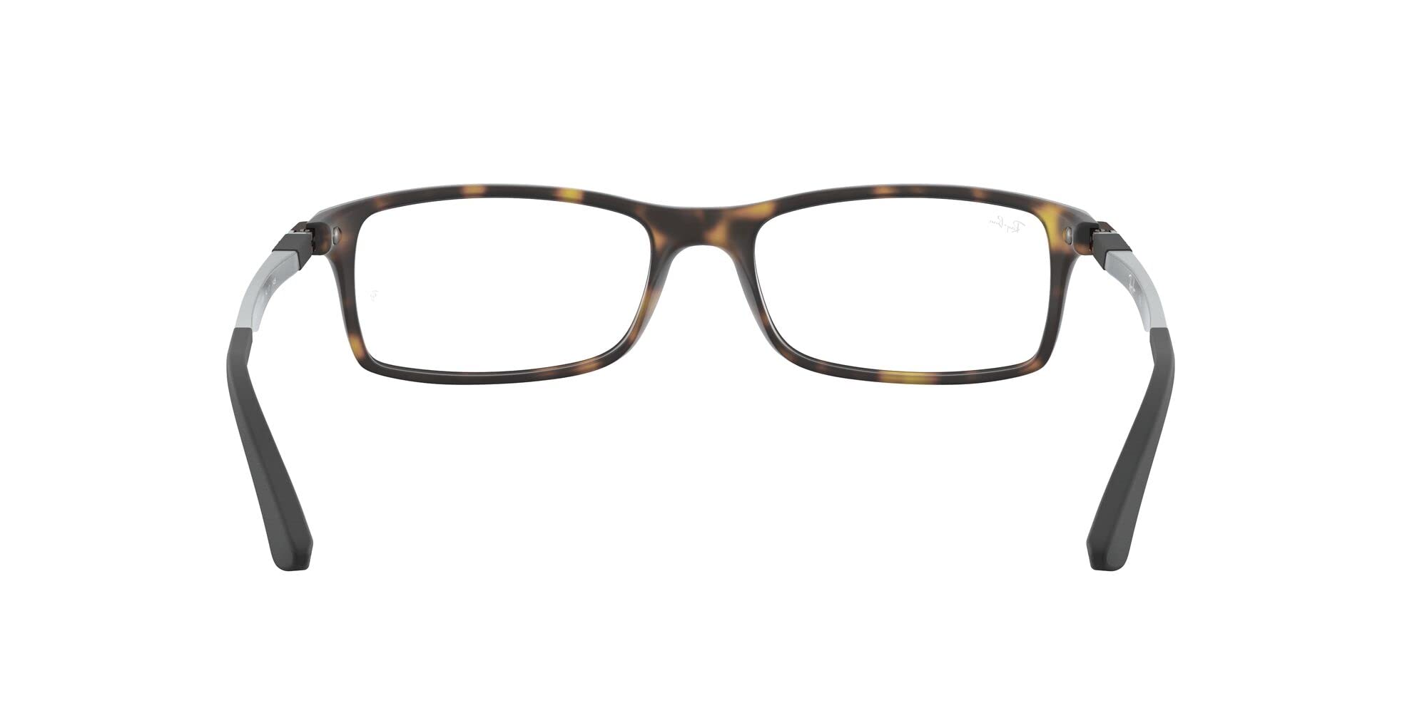 Ray-Ban RX7017 Rectangular Prescription Eyeglass Frames, Matte Black/Demo Lens, 52 mm