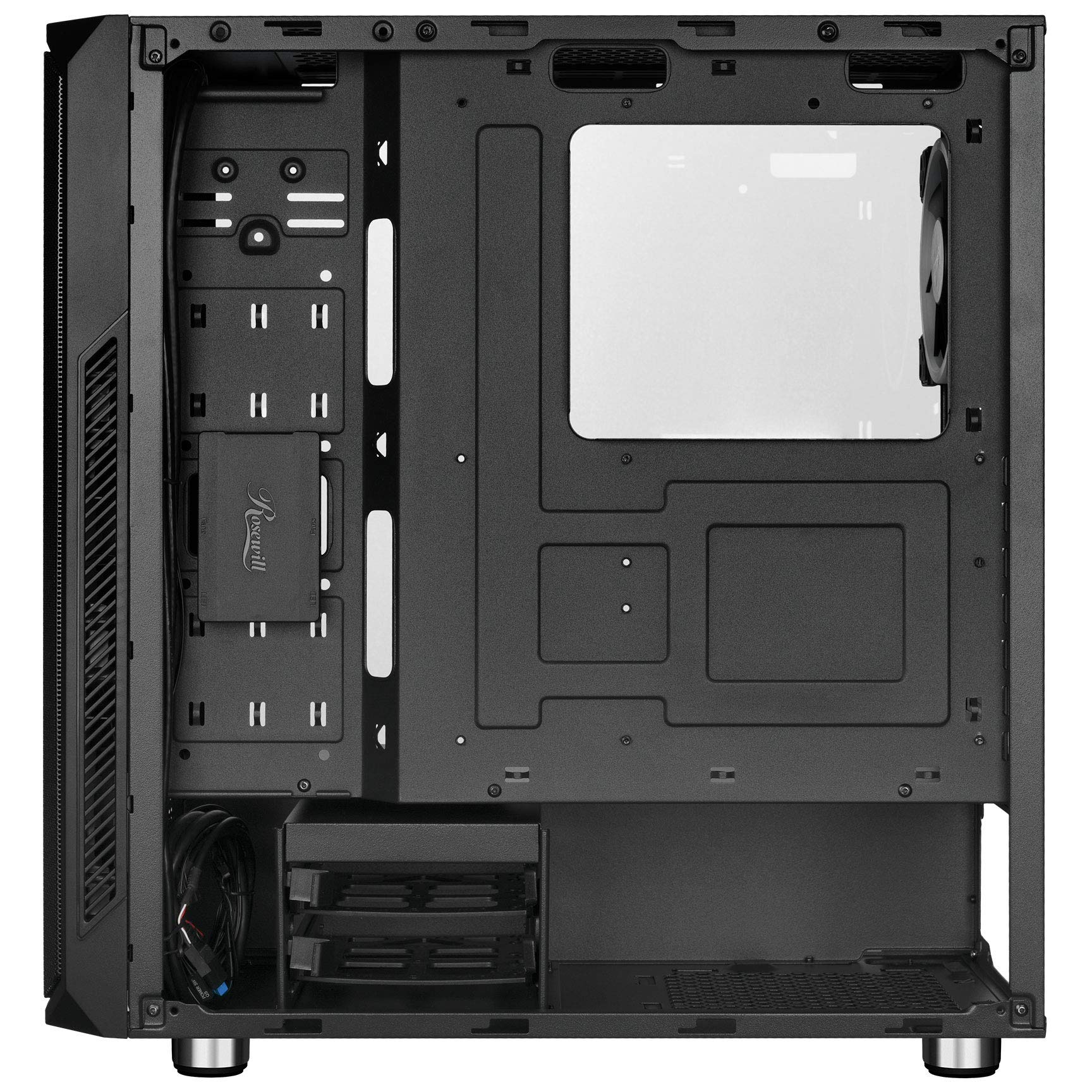 Rosewill ATX Mid Tower Gaming PC Computer Case, Dual Ring RGB LED Fans, 360mm & 240mm Liquid Cooling Radiator Support, Tempered Glass/Steel/Mesh, Great Cable Management/Airflow - Spectra D100