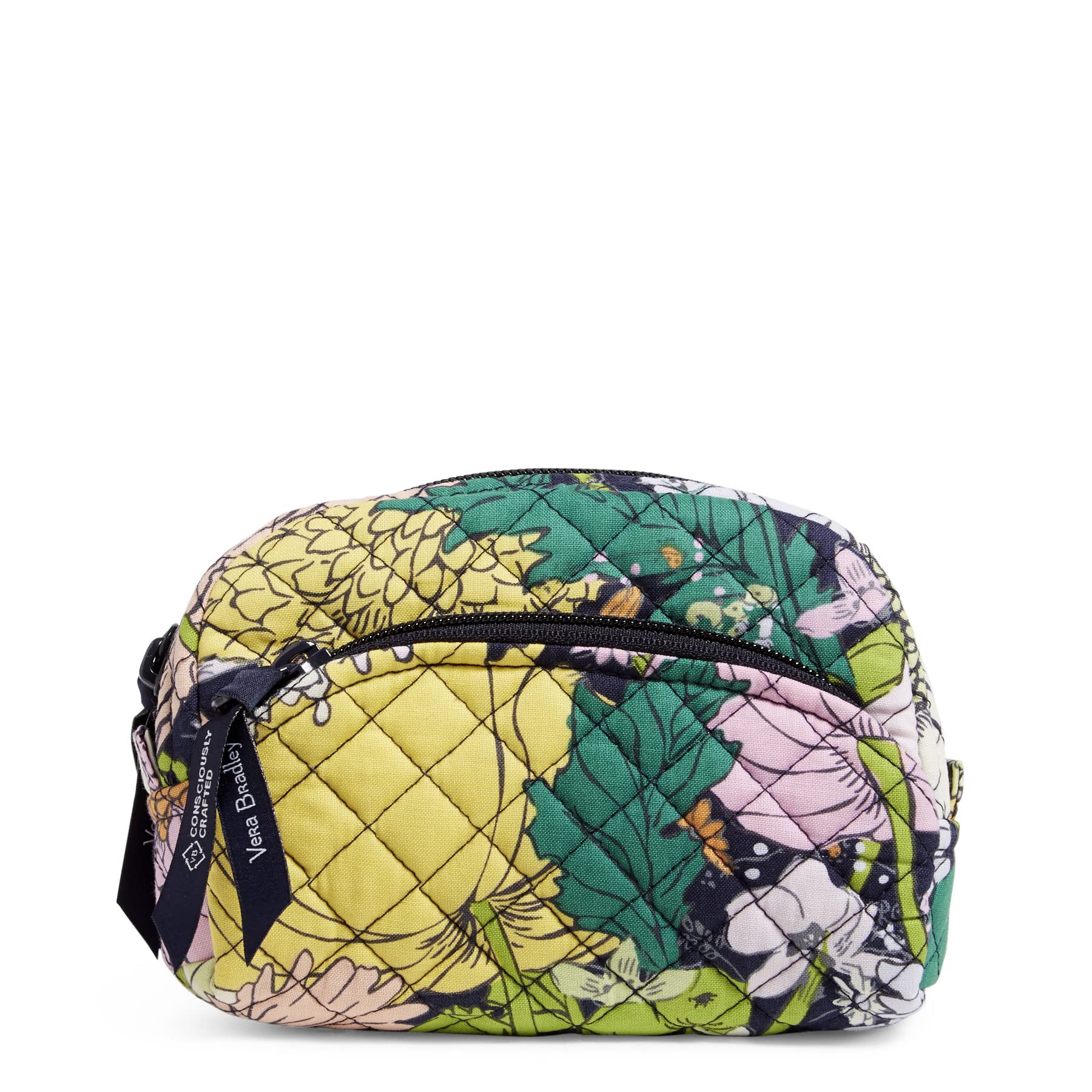 Vera Bradley Women's Cotton Mini Cosmetic Makeup Organizer Bag, Happy Blooms, One Size