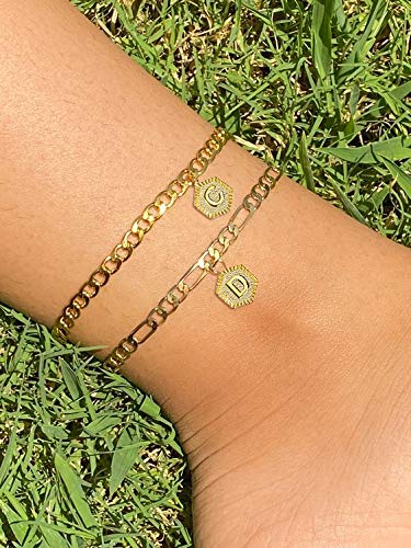 Sora Tuki A Initial Ankle Bracelets for Women Silver Anklets for Women