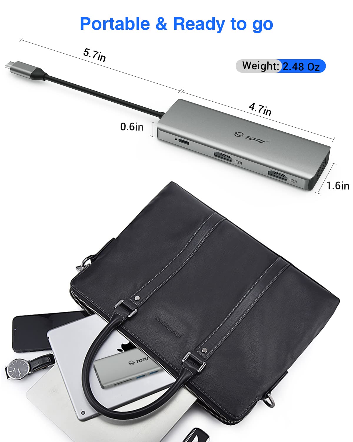 TOTU Docking Station, USB C Hub, 9 in 1 Triple Display Docking Station with Collage Display Mode, Dual 4K HDMI, VGA, 100W PD, 3 USB 3.0 and TF/SD Card Reader for MacBook Pro Air and Type-C Laptops