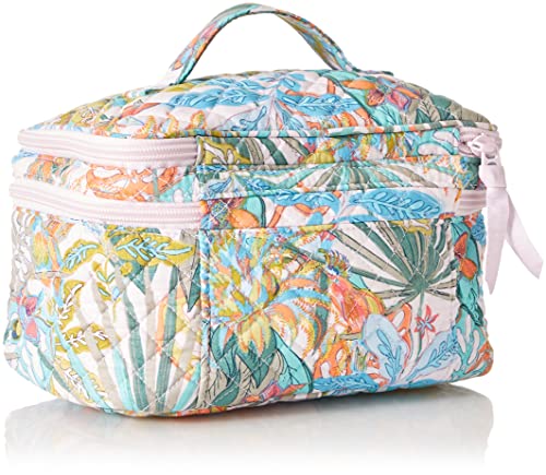 Vera Bradley Women's Cotton Brush Up Cosmetic Makeup Organizer Case, Rain Forest Canopy - Recycled Cotton, One Size