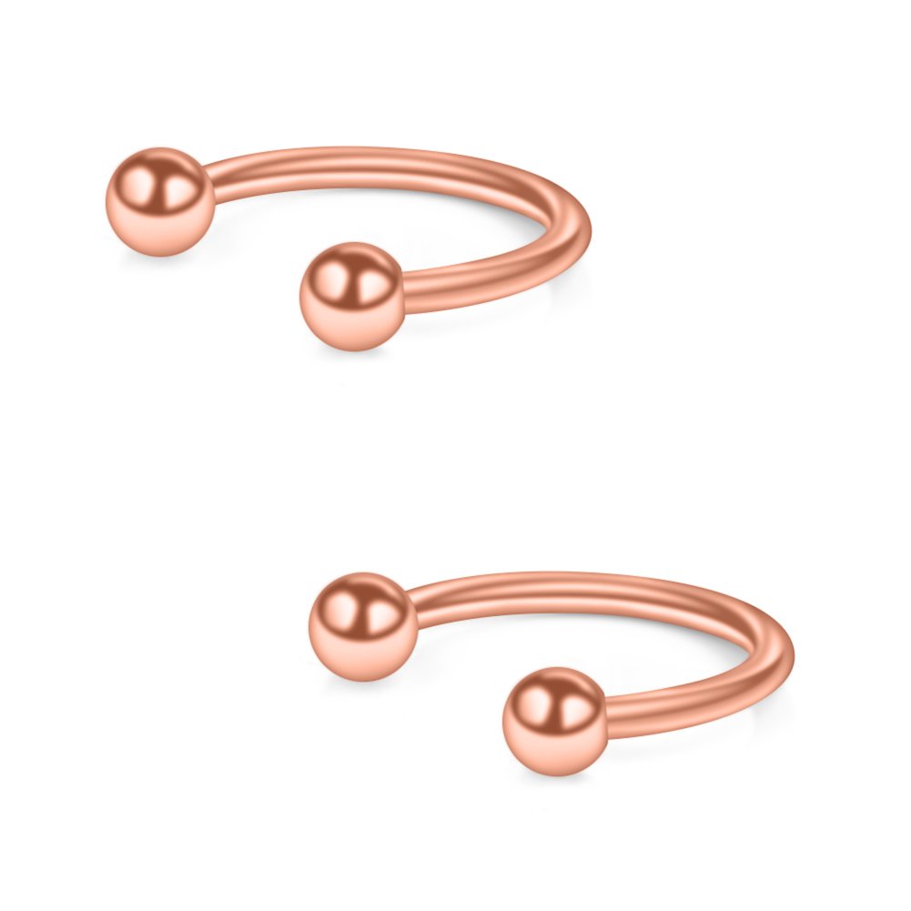 Ruifan 8PCS Shiny Ball & Matte Ball & Crystal Ball & CZ Nose Septum Horseshoe Earring Eyebrow Lip Helix Tragus Cartilage Piercing Ring 16G 8mm - Rose Gold