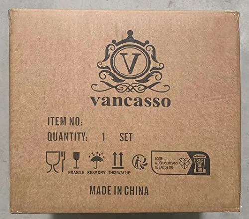 vancasso PLUVO Embossed Dinner Set, Stoneware Vintage Look Blue Dinnerware Tableware, 16 Pieces Dinner Service Set for 4, Include Dinner Plate, Dessert Plate, Cereal Bowl and Mug