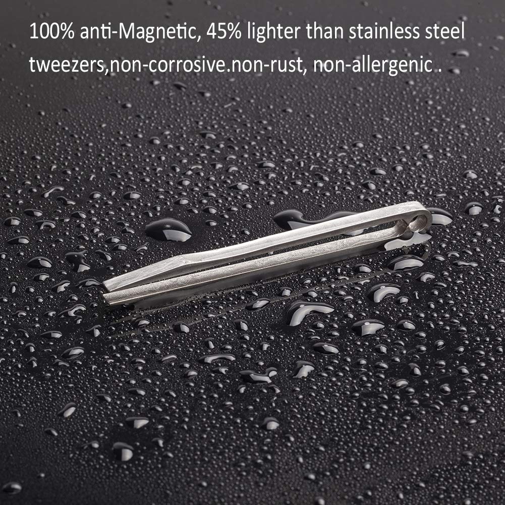 Titanium Alloy Tweezers Eyebrow Tweezers EDC Tool Food Grade Tweezers Splinter & Tick Removal Tool Lightweight Professional and Personal use(S)