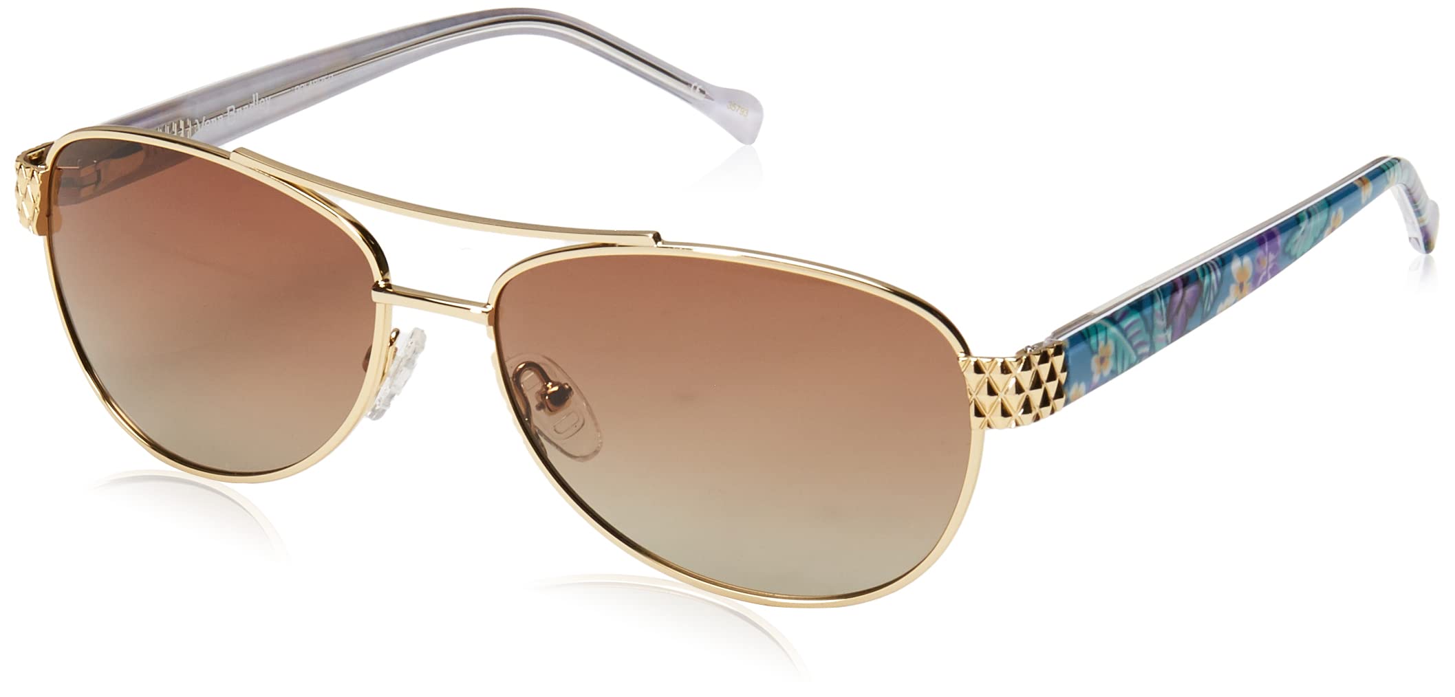 Vera Bradley Women's Marlene Polarized Aviator Sunglasses, Hanging Around Leaves, 56