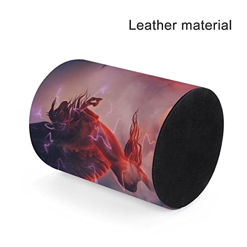 Red Thunderbolt Pegasus Pen Holder PU Leather Pencil Cup Cute Desk Organizer Makeup Brush Box for Home Office