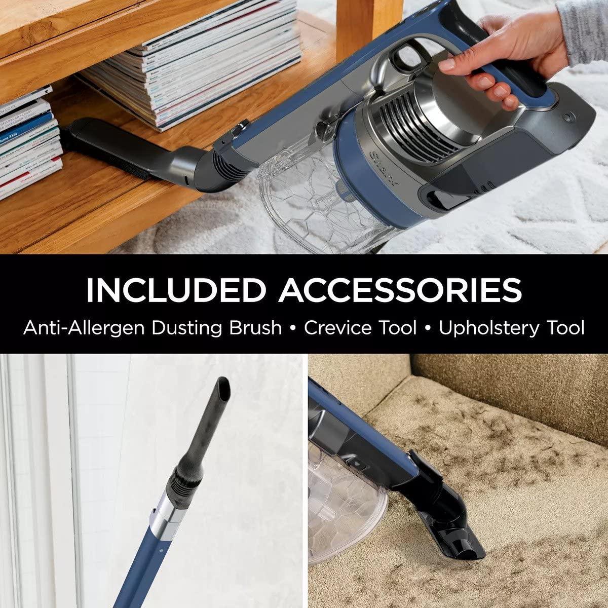 Shark IZ361H Cordless Pet Plus Stick Vacuum with Anti-Allergen Complete Seal, Blue (Renewed)