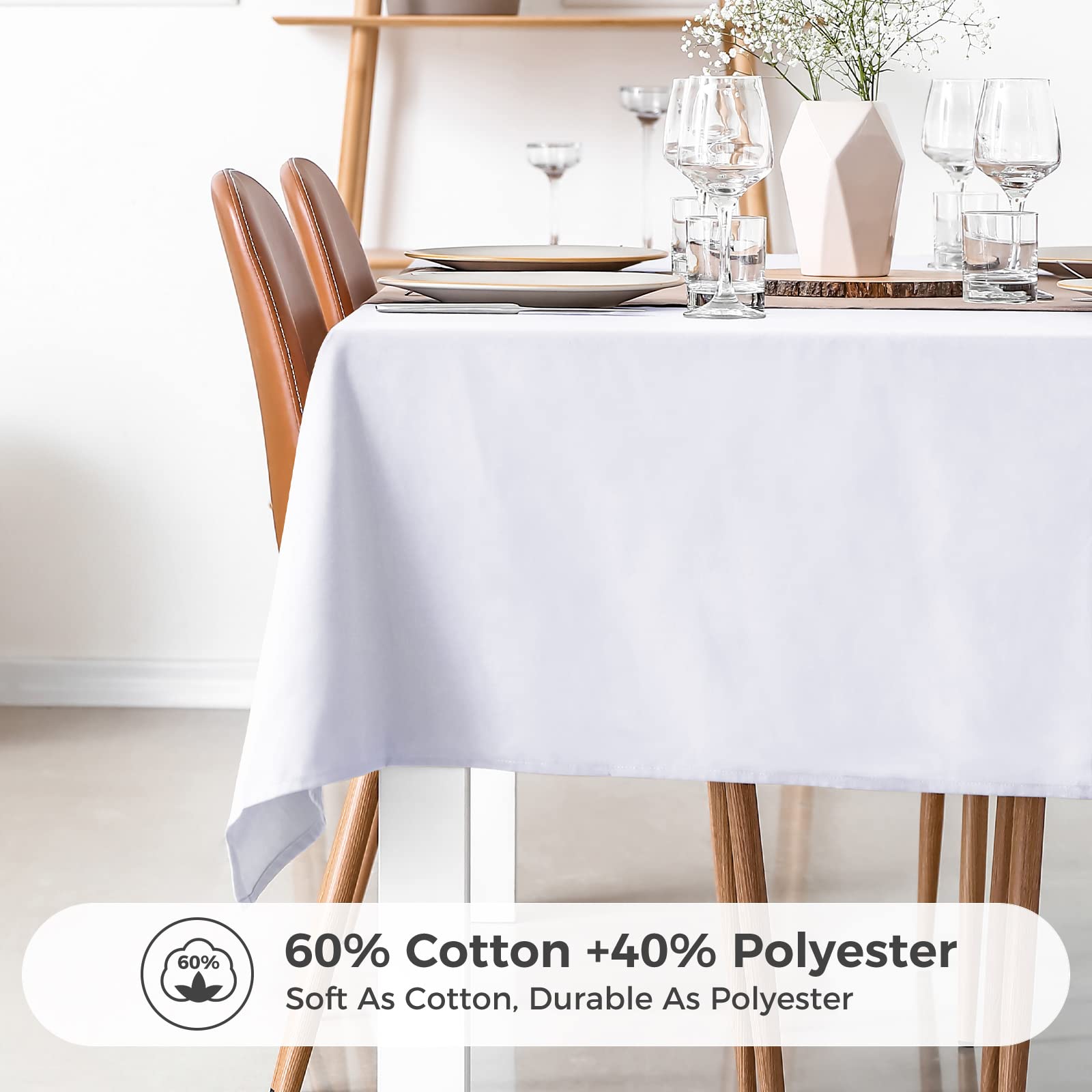 VEEYOO Rectangle Tablecloth - Washable Table Cloth Waterproof and Wrinkle Resistant, Decorative Fabric Table Cover for Dining, Party, Outdoor, 60x84 Inch Black Tablecloths