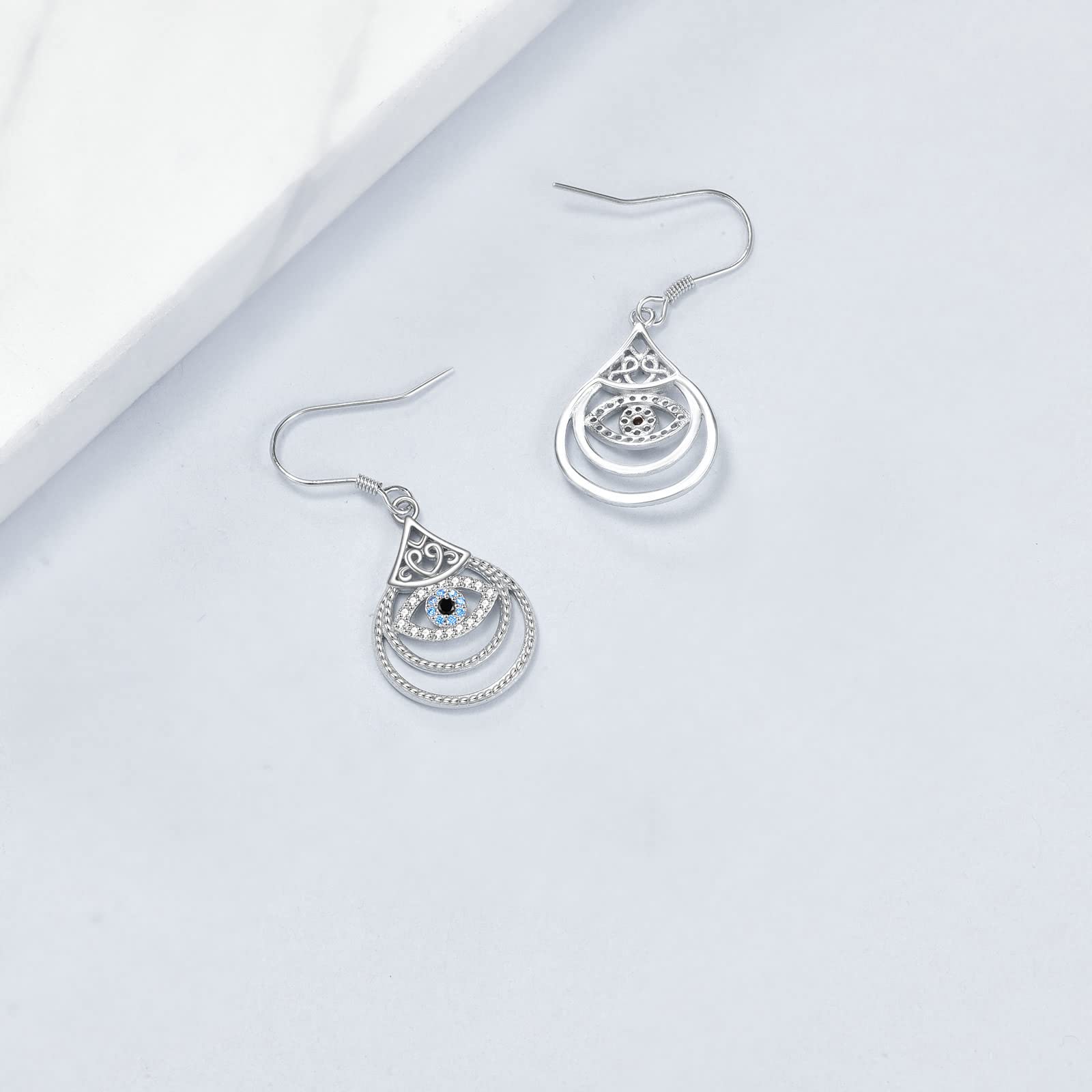 YAFEINI Evil Eye Earrings Sterling Silver Celtic Knot Evil Eye Drop Earrings Jewelry Gifts for Women