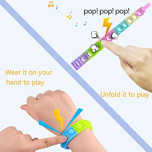 ZNNCO 12PCS Push Pop Fidget Toy Fidget Bracelet, Durable and Adjustable, Multicolor Stress Relief Finger Press Bracelet for Kids and Adults ADHD ADD Autism