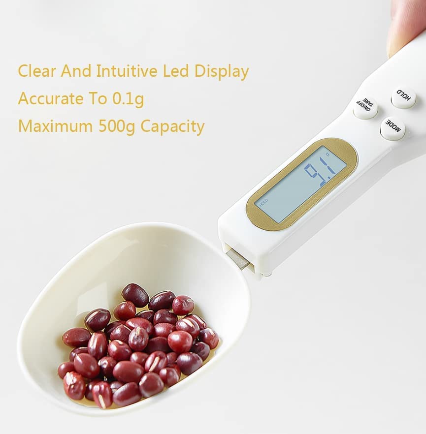 Spoon Scale,Electronic Food Scale 500g/0.1g Digital Measuring Spoon Weighing for Gram & OZ Digital Kitchen Scale with Handle Grip and Spout for Coffee Power Pills Tea Flour Oil Baking