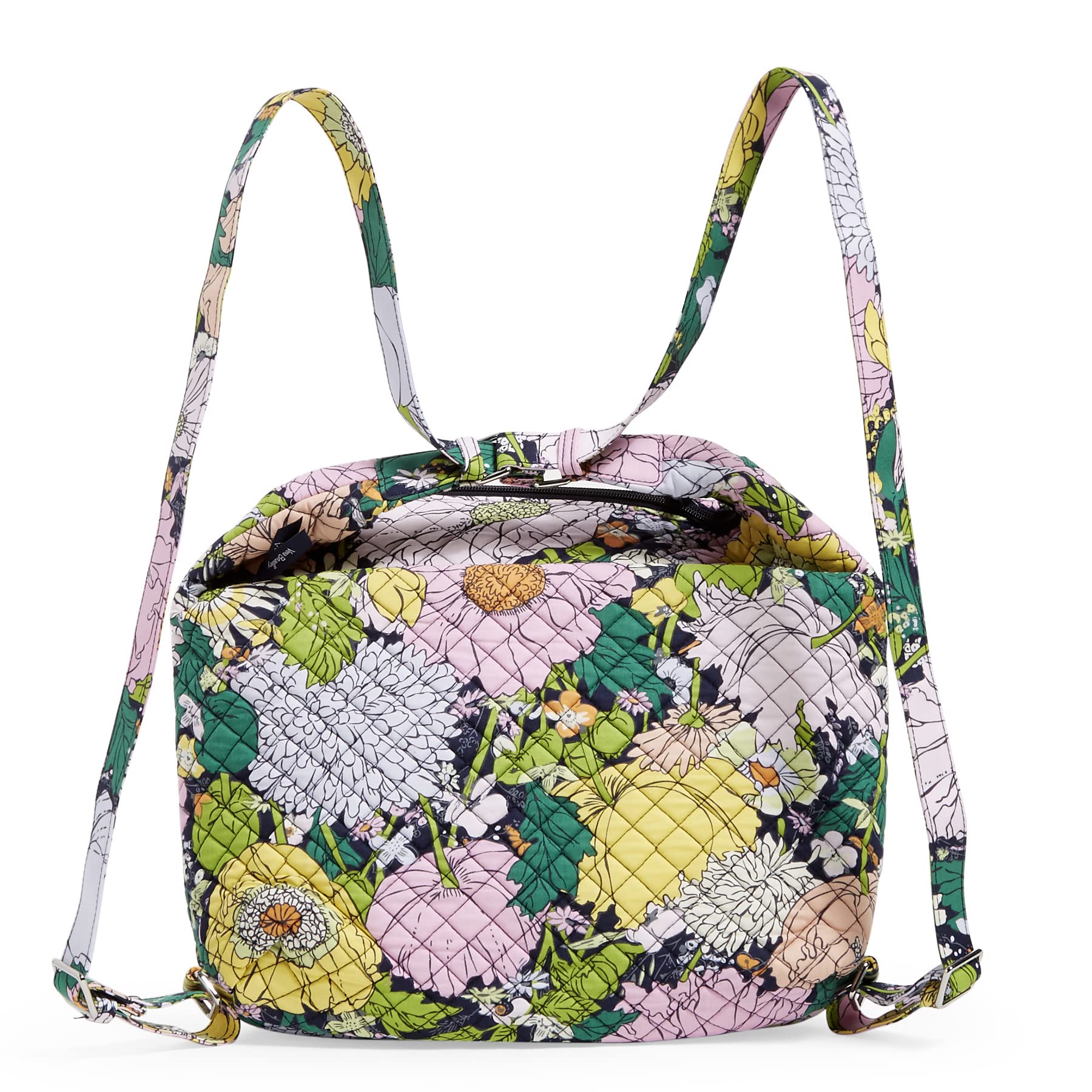 Vera Bradley Women's Cotton Convertible Backpack Shoulder Bag, Galaxy Gray - Recycled Cotton, One Size