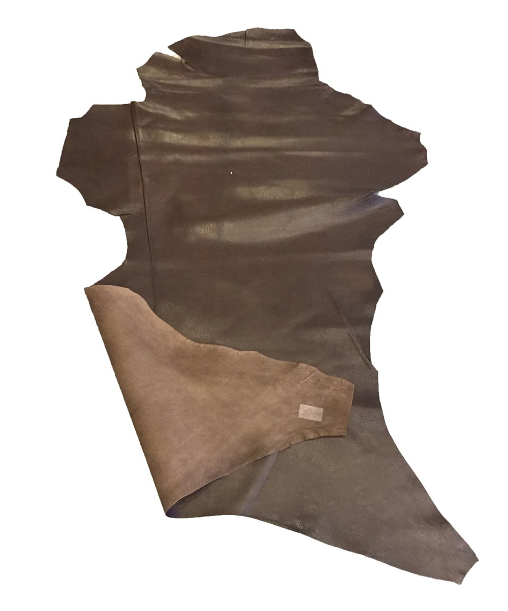 Quality Leather Hide - Spanish Full Skin - Chocolate Brown Color - 8 sq ft - 2 oz. avg Thickness - Brown Tones Finish - Lambskin - Craft Projects - Upholstery Fabric - Sewing Material