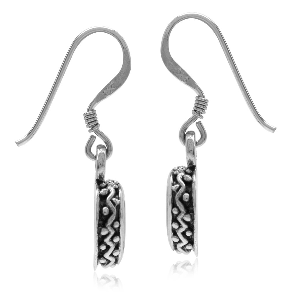 Silvershake Heart Shape Created Red Coral Inlay 925 Sterling Silver Dangle Hook Earrings